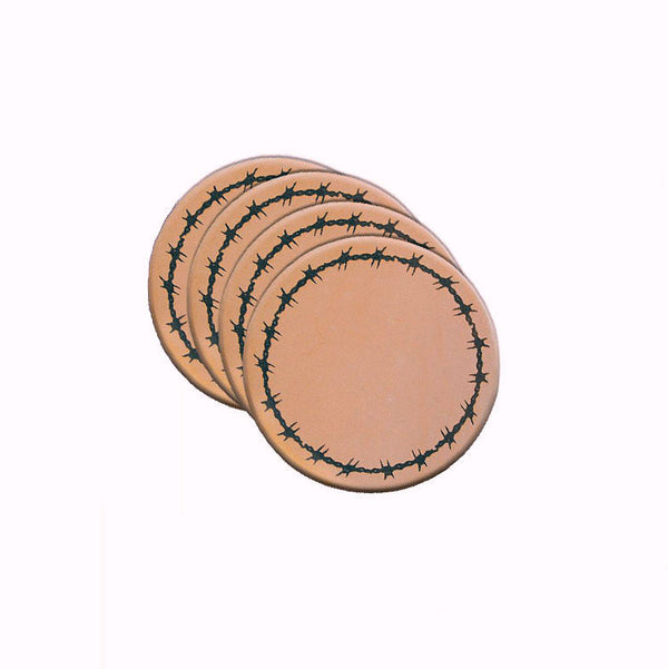 Raw Edge Ranch Wire Leather Coaster Set - Equine Luxuries