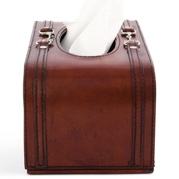 Luxe Leather Collection Bit-Trimmed Tissue Box - Equine Luxuries