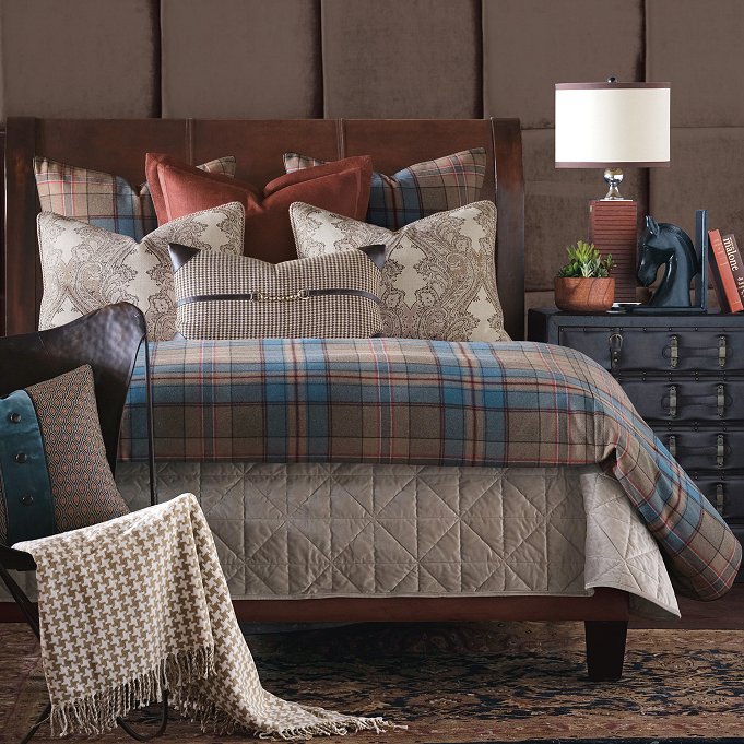 Blue Moon Plaid Luxury Bedding Collection - Equine Luxuries